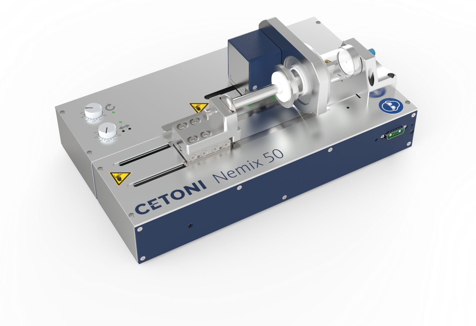 Nemix 50 syringe stirrer for homogeneous mixing inside the syringe